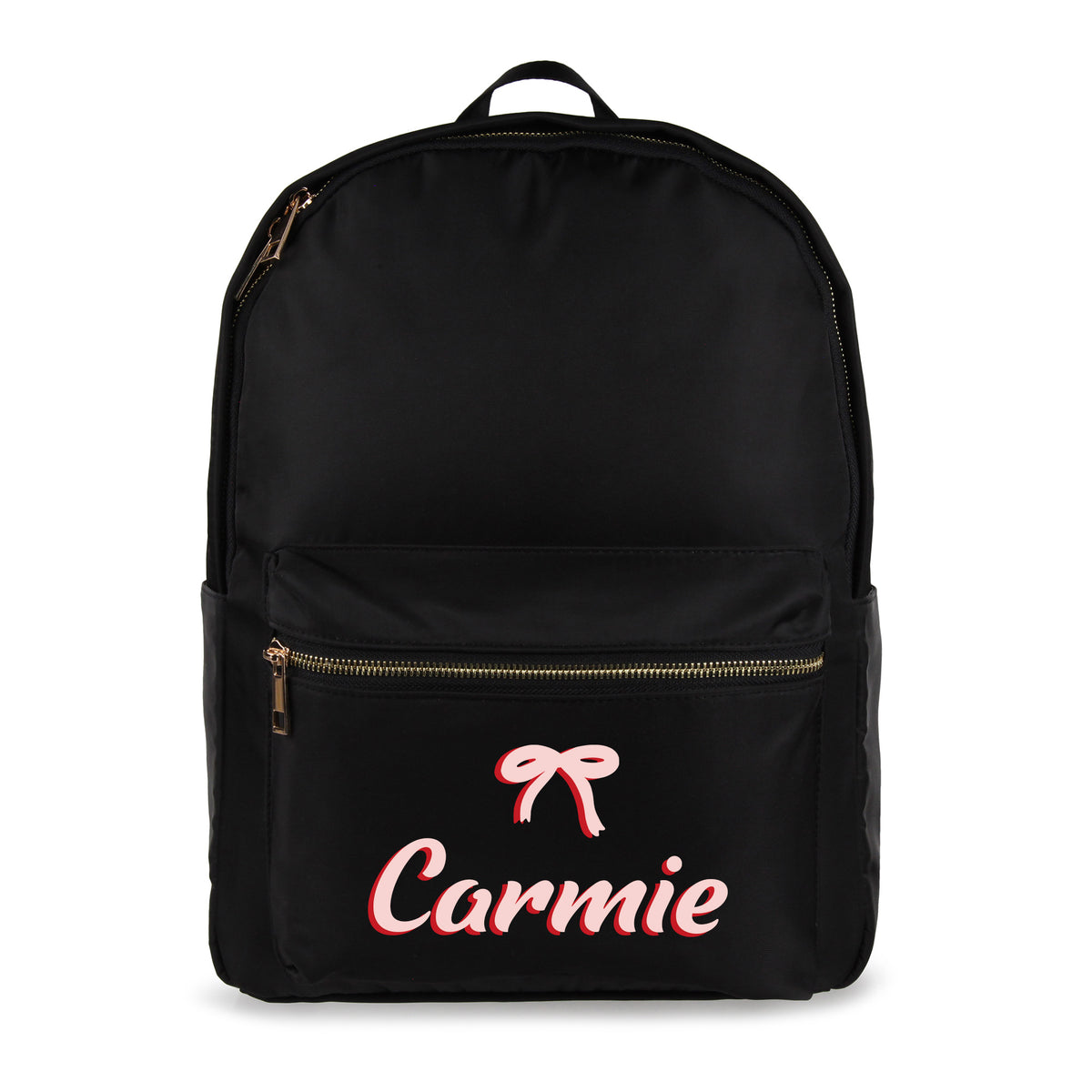 Personalised Nylon Backpack - Black with Gold Hardware