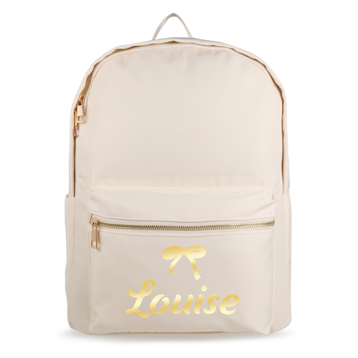 Personalised Nylon Backpack - Ivory with Gold Hardware