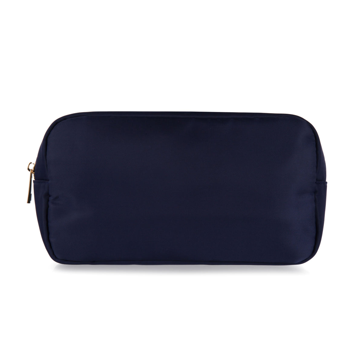 Personalised Large Nylon Cosmetic Pouch - Navy Blue with Gold Hardware