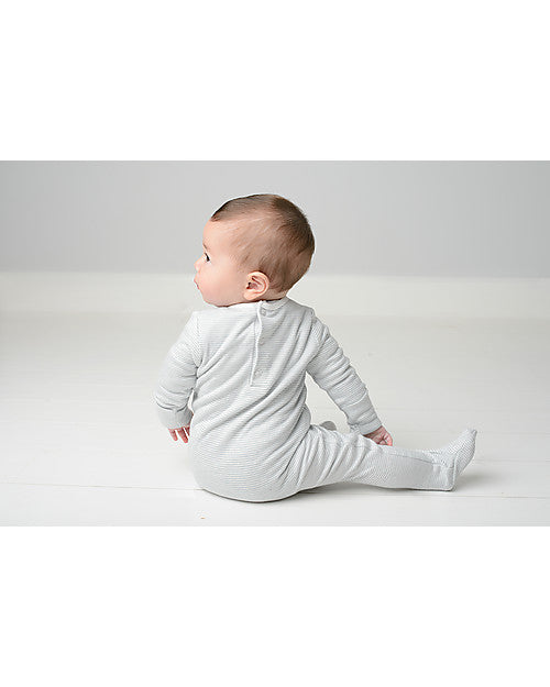 Personalised Baby Mori Back Open Sleepsuit - Blue Stripe