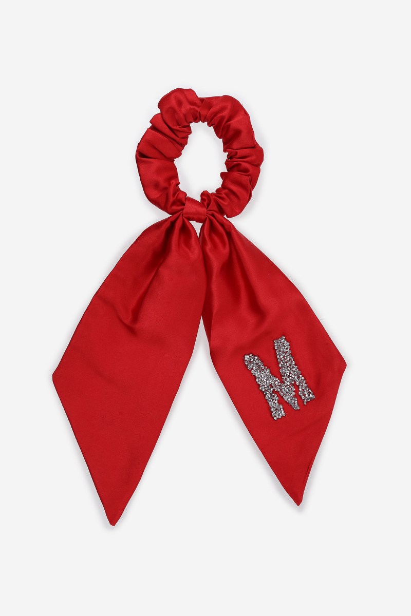 Personalised Christmas Satin Hair Ribbon Scrunchie With Initial Letter ...