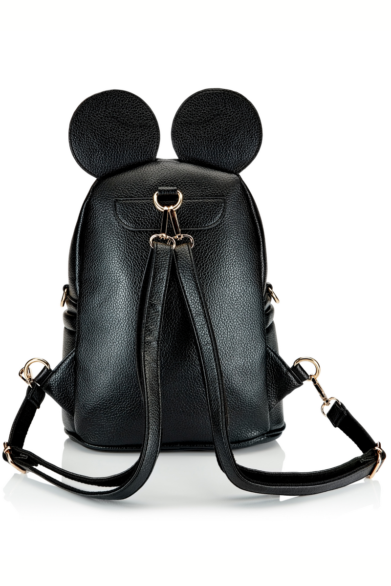 Personalised Large Ears Backpack Bag - Black with Gold Hardware