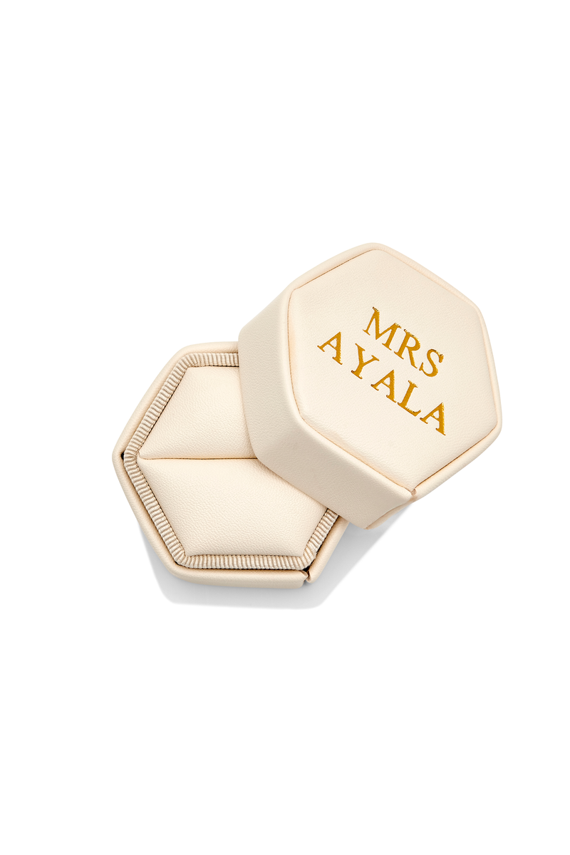 Personalised Hexagon Ring Box - Ivory | HA Designs LTD