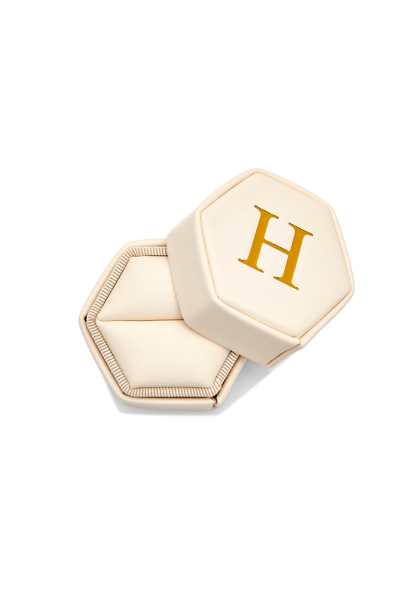 Personalised Hexagon Ring Box - Ivory | HA Designs LTD